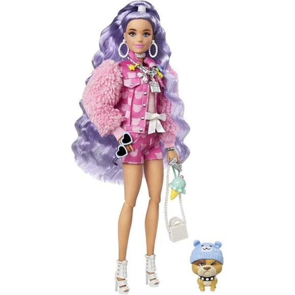Barbie | Toys | Barbie Extra Doll In Pink Teddy Bear Print Denim Jacket ...
